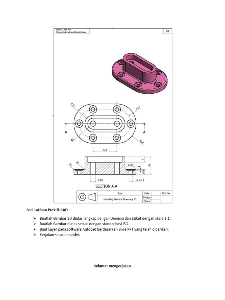 Soal Latihan Praktik CAD | PDF