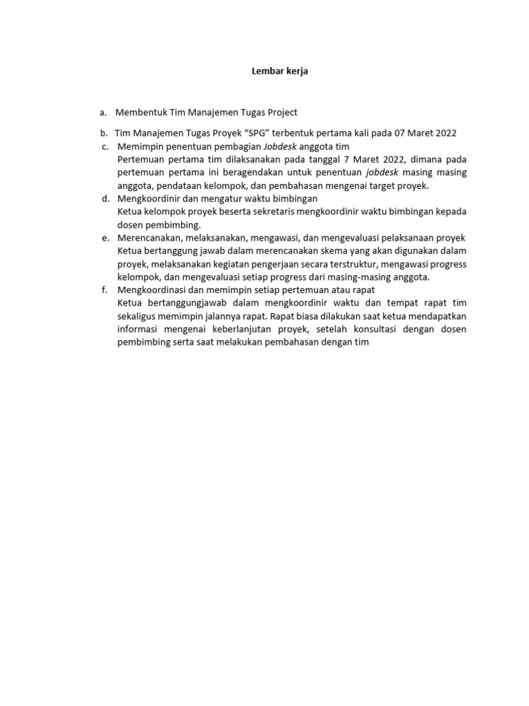 Tim Manajemen Proyek SPG 2022 | PDF