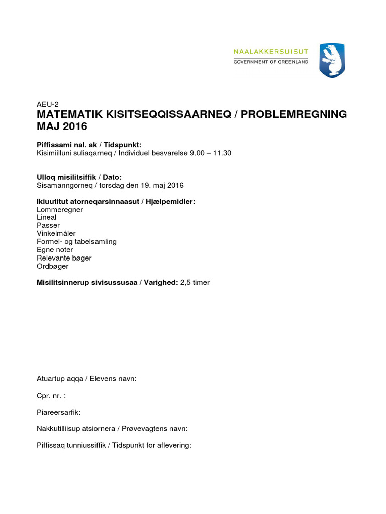 Problemregning grl 19 maj 2016 | PDF