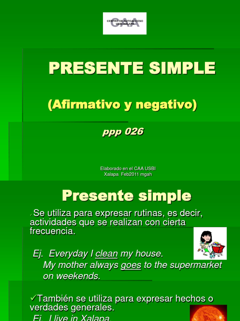 PRESENTE-SIMPLE Afirm-Neg (1) | PDF | Sintaxis | Idiomas