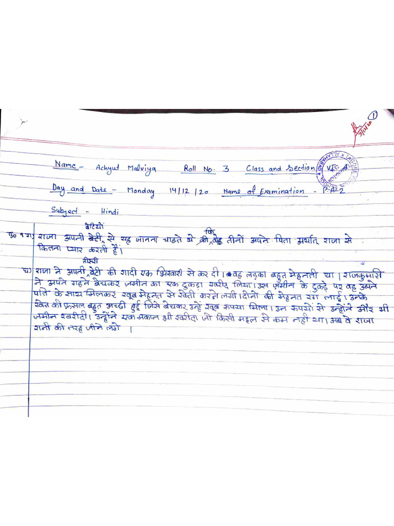 HINDI EXAMINATION | PDF