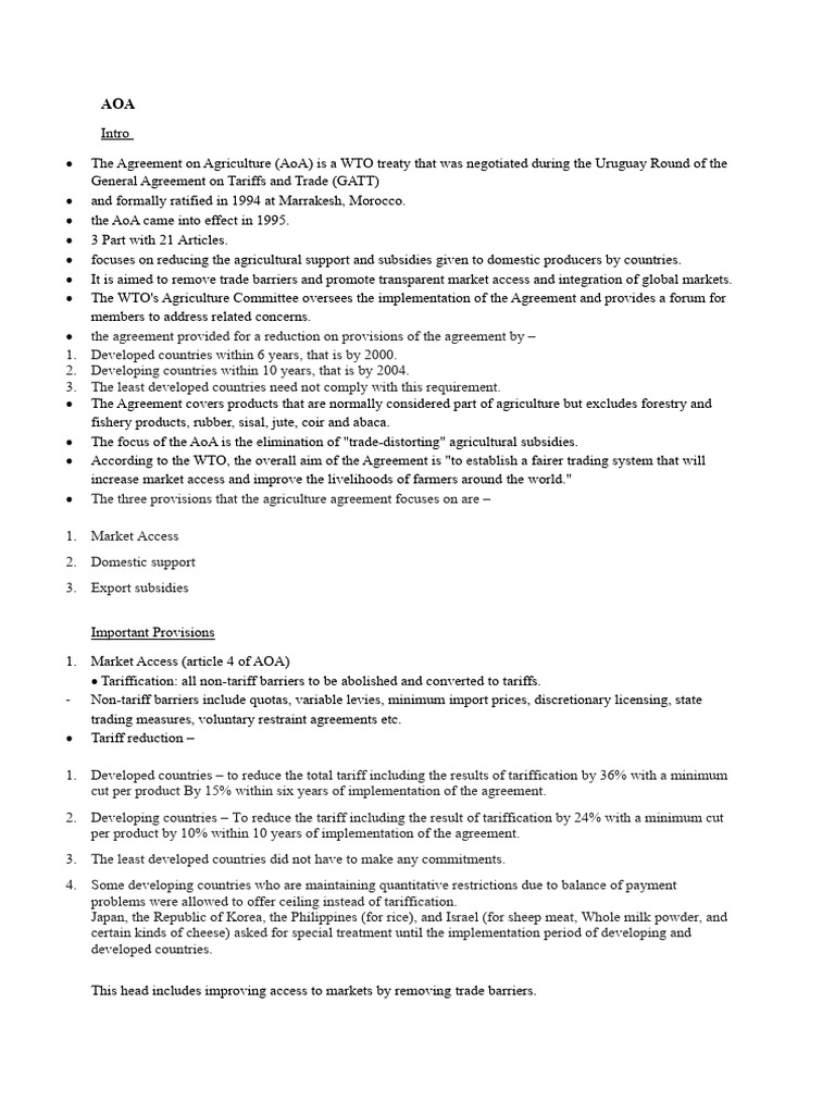 AOA - Unit 3 (Itl) | PDF | Subsidy | World Trade Organization