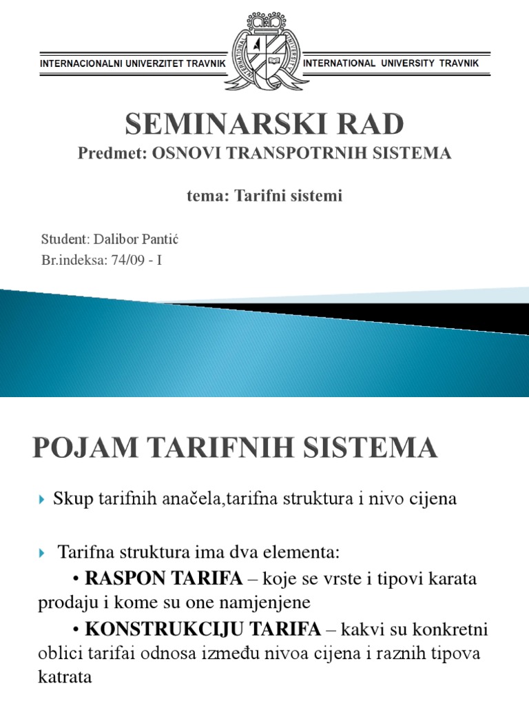 Tarifni Sistemi | PDF