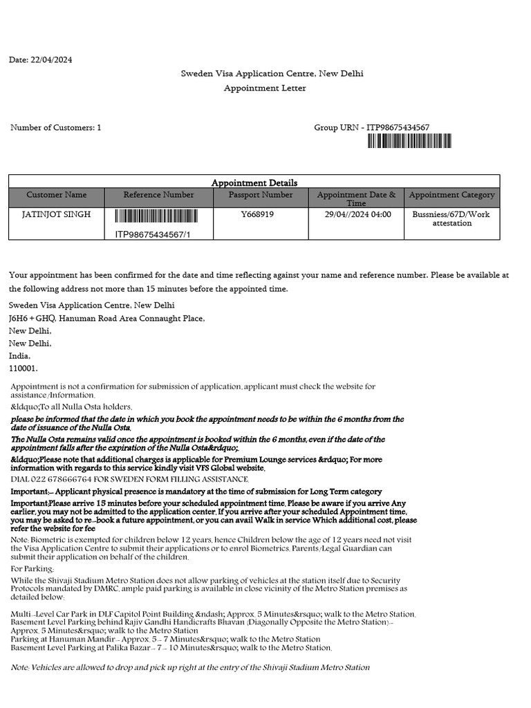 Sweden Visa Appointment Guide | PDF | Payments | Visa Inc.
