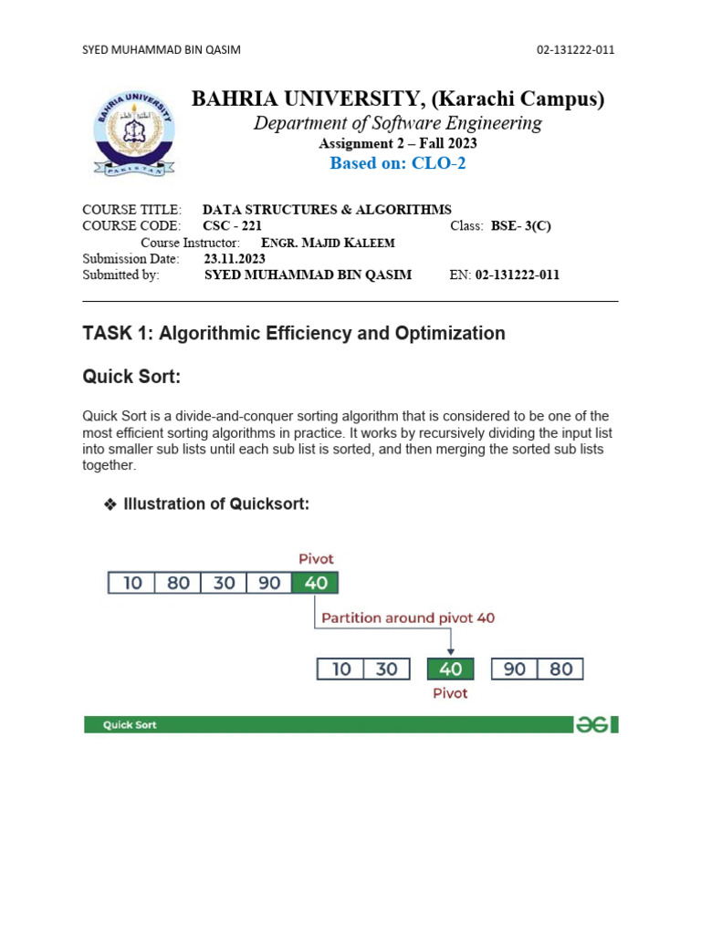Dsa Ass 2 by Syed | Download Free PDF | Mathematical Logic | Computing