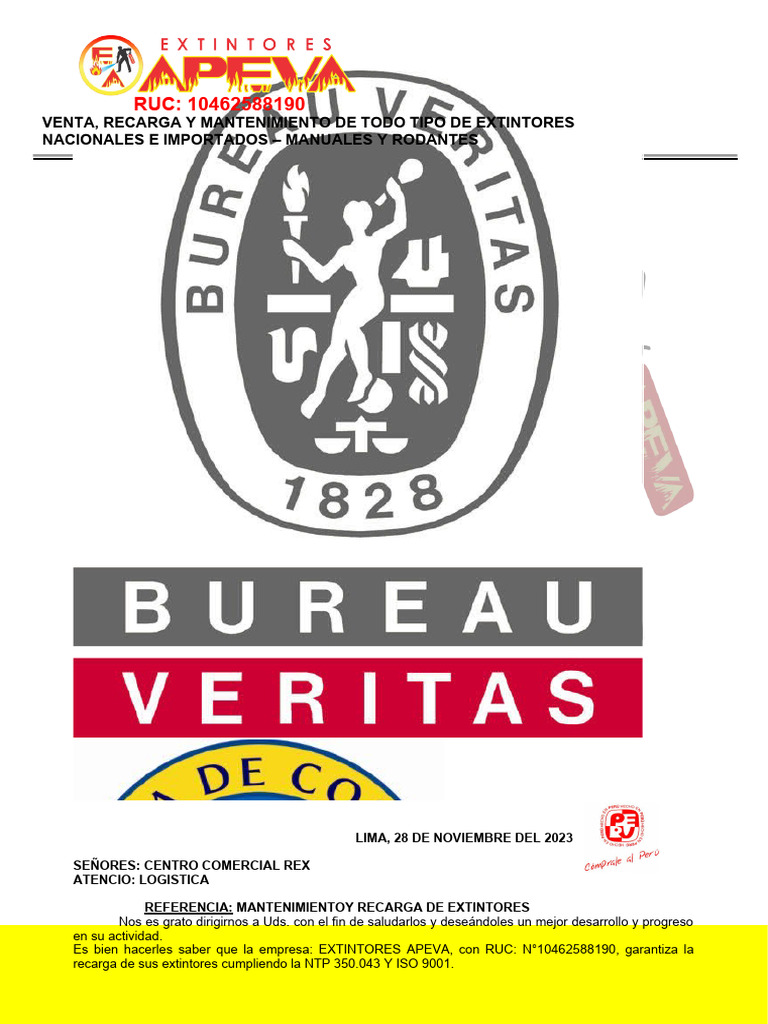 Cotizacion CC Rex Del 28 Del 11 Del 2023 Recarga de Extintores | PDF