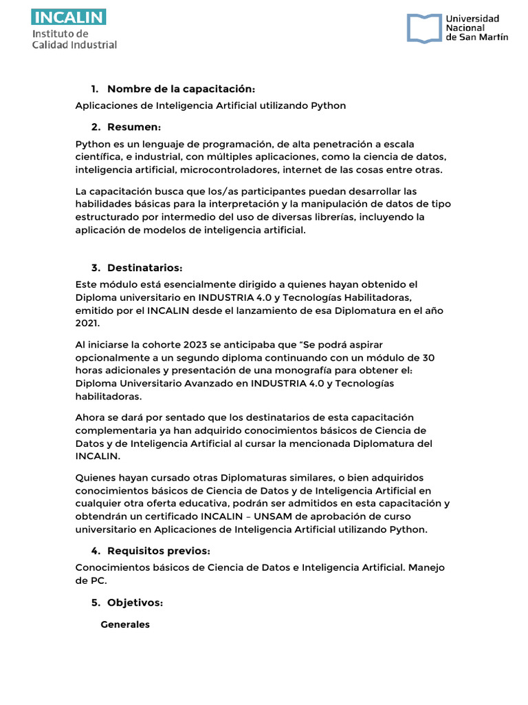 Programa Aplicaciones de Inteligencia Artificial Utilizando Python ...