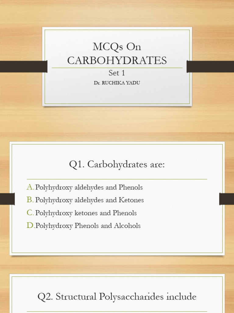 Set 1 Mcqs Carbohydrates | PDF | Carbohydrates | Glucose