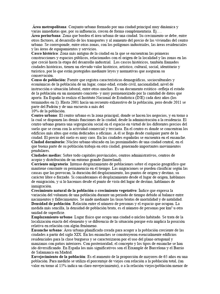 Conceptos Tema Población | PDF | España | Inmigración