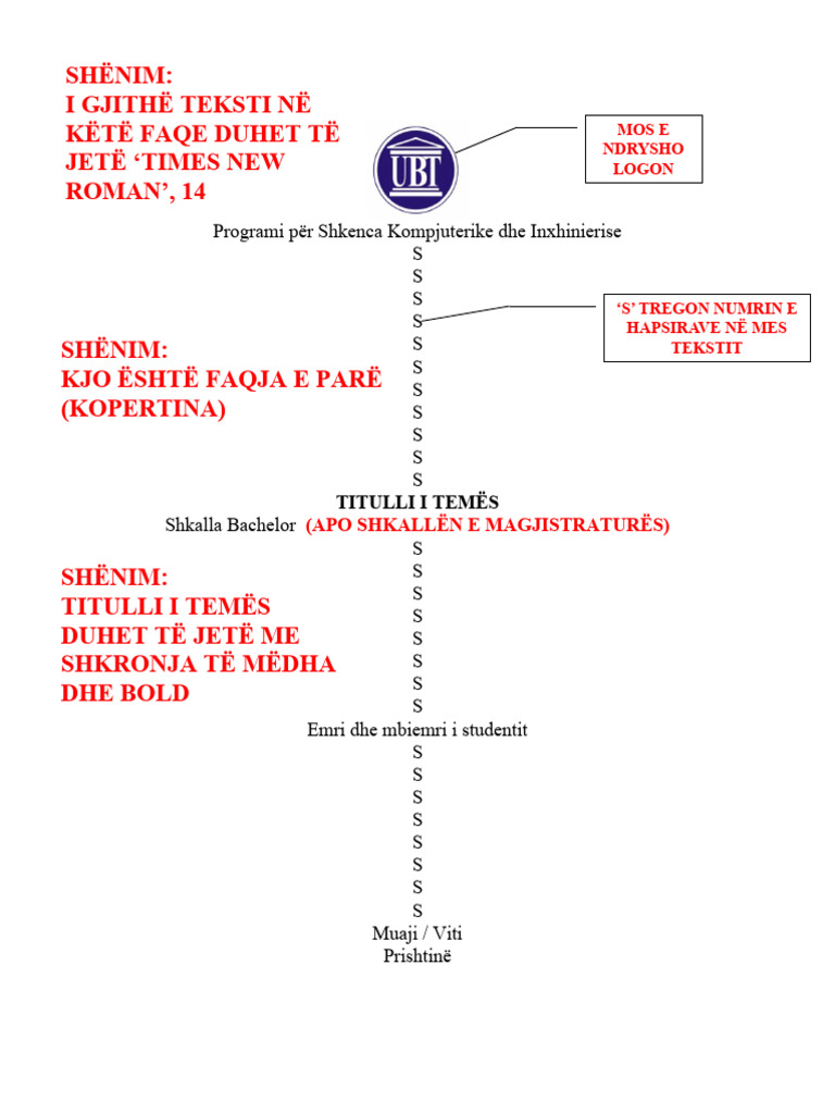 UBT Instruksione Per Punim Diplome | PDF