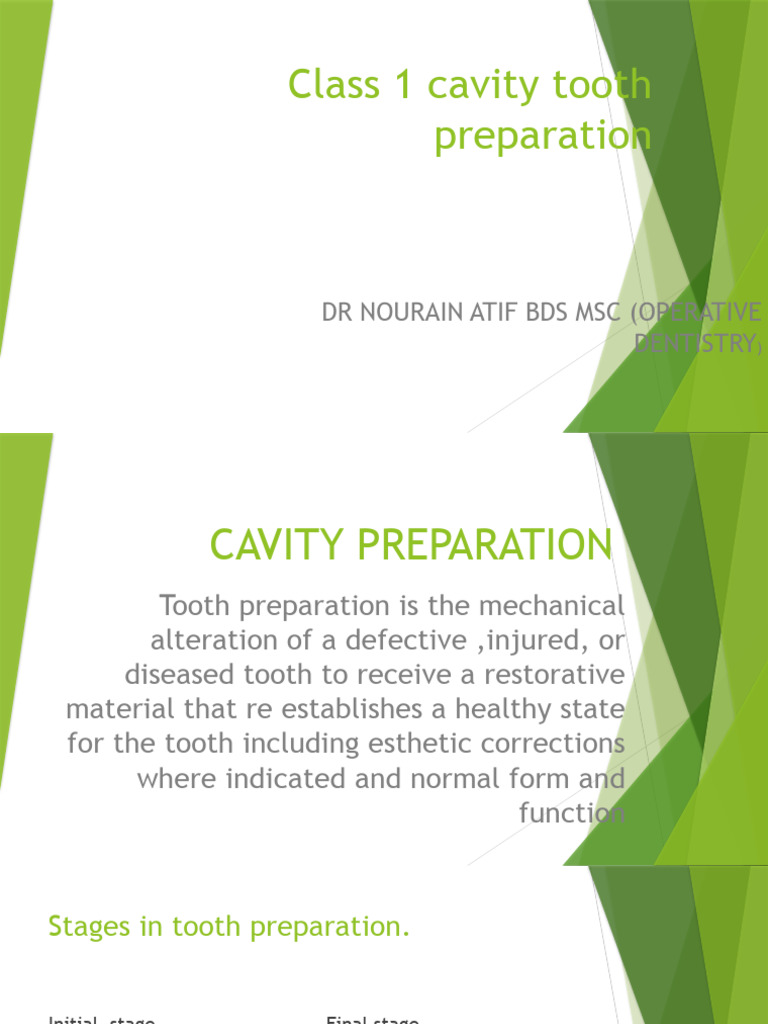 Class 1 Cavity Preparation Guide | PDF | Human Tooth | Dentin