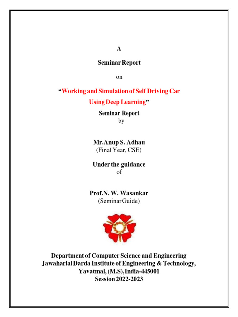 Working and Simulation of Self Driving Car Using Deep Learning | PDF ...