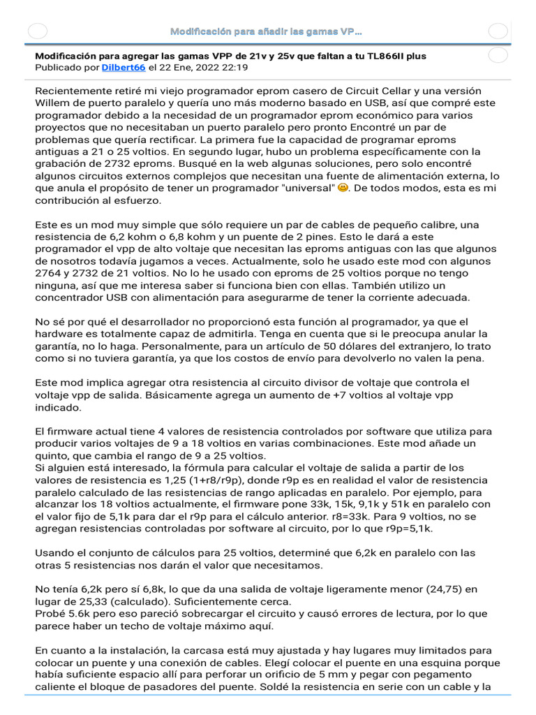 Modificación para Añadir Las Gamas VPP de 21v y 25v Que Faltan A Tu TL866II Plus | PDF ...