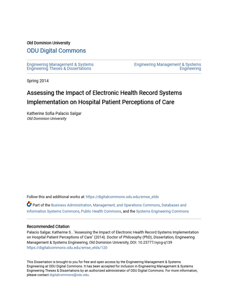 Assessing The Impact of Electronic Health Record Systems Implemen | Download Free PDF ...