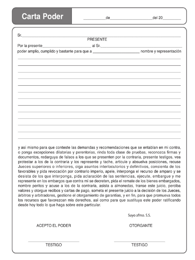 CARTA PODER (Formato) | PDF