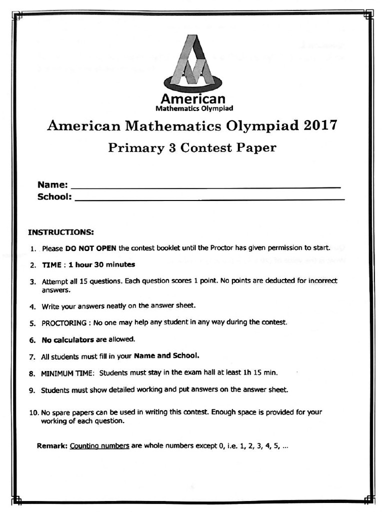 AMO Primary - 3 (2017) | PDF