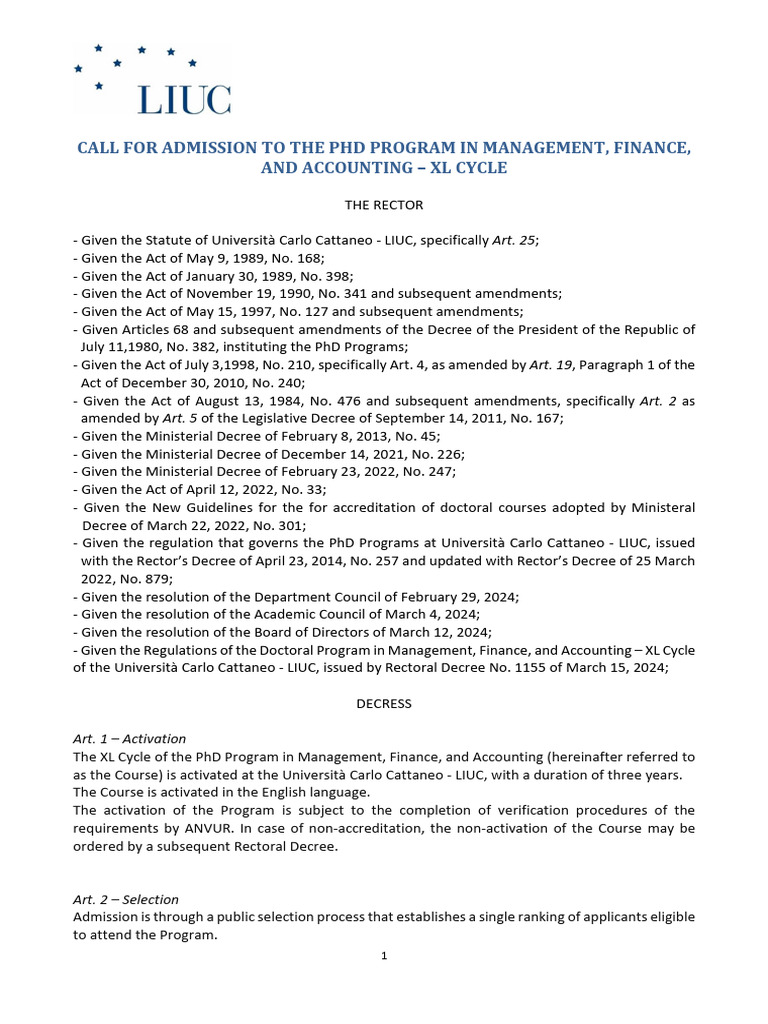Call For Application Cycle 40 | PDF | Academic Degree | Doctor Of Philosophy