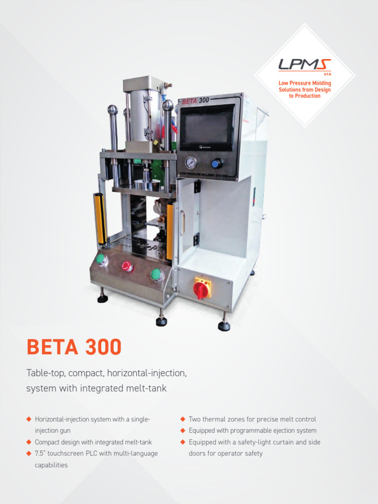 LPMS Beta 300 Low Pressure Molding | PDF | Mechanical Engineering