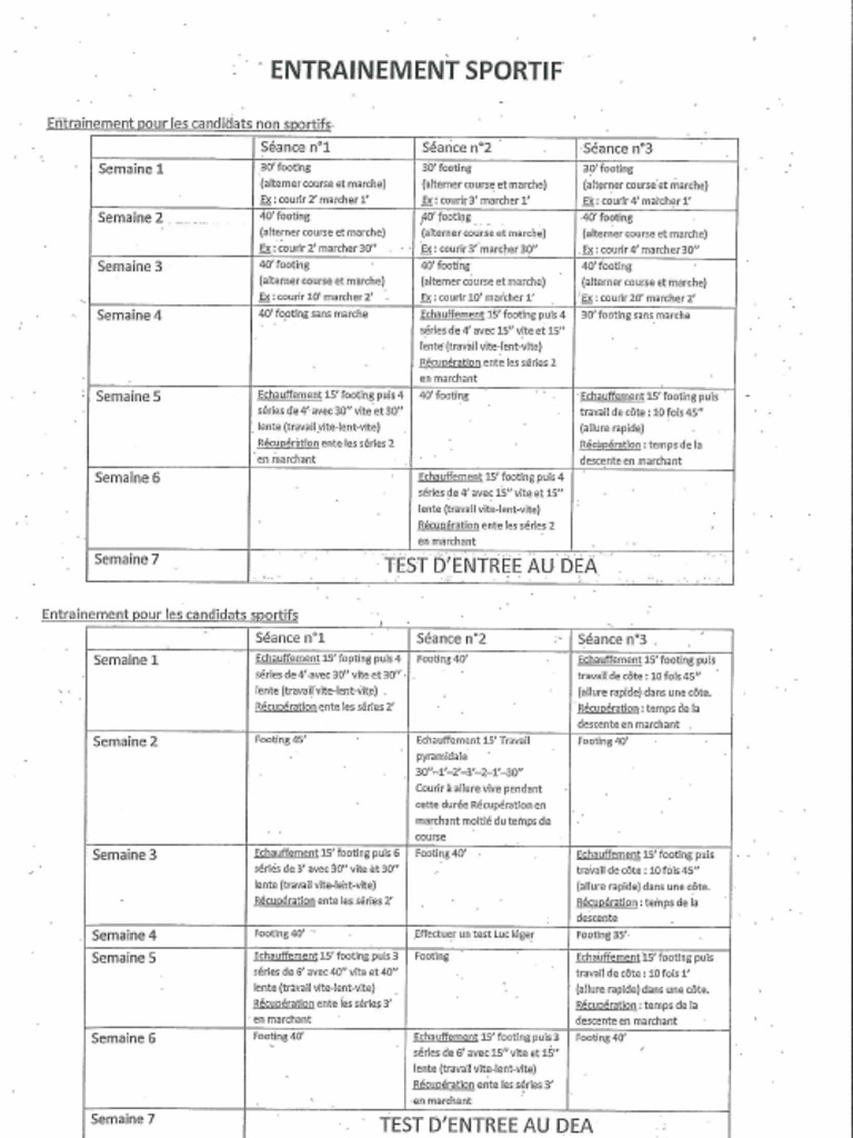 10 Fiche de préparation au Luc Léger | PDF