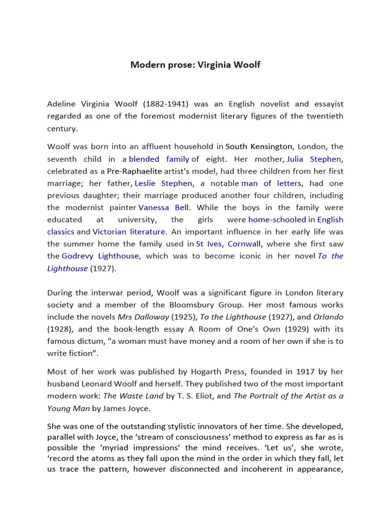 Virginia Woolf Reading Material | PDF | Virginia Woolf