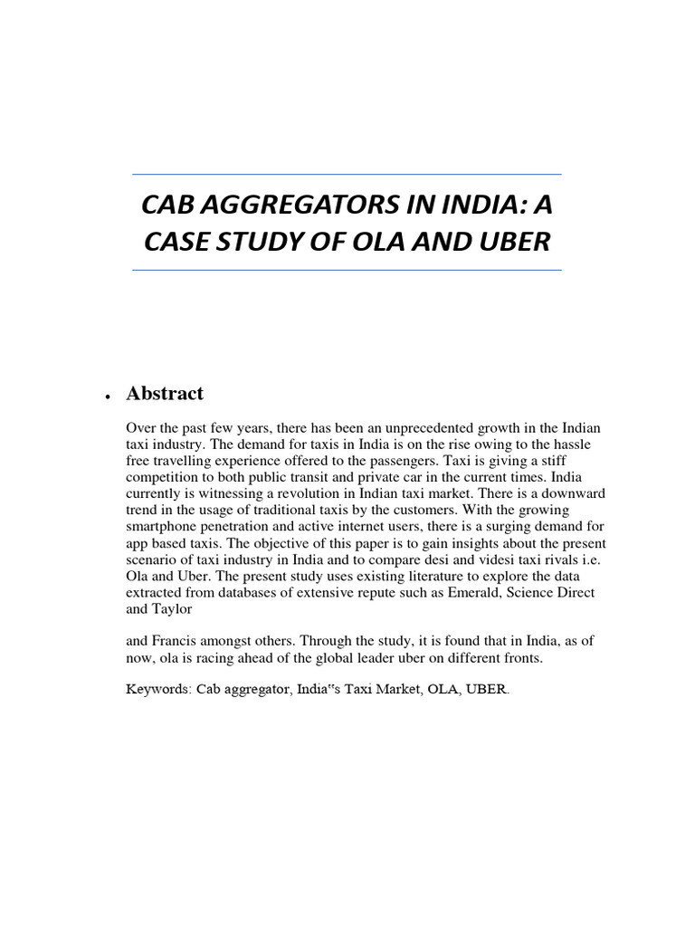 Ola vs Uber: India's Taxi Revolution | PDF