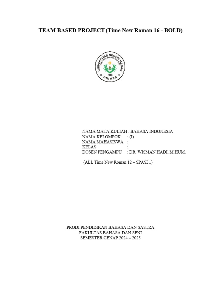 Template Lapoaran Team Based Project 2024 | PDF