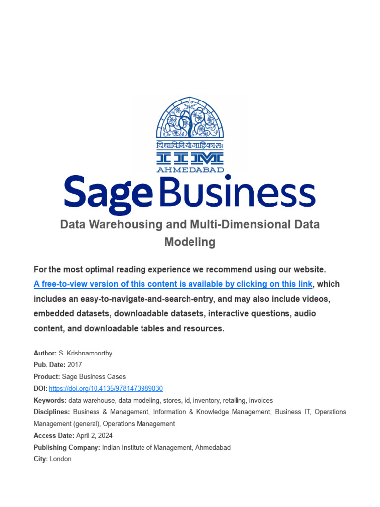 Data Warehousing and Multi Dimensional Data Modeling | Download Free ...