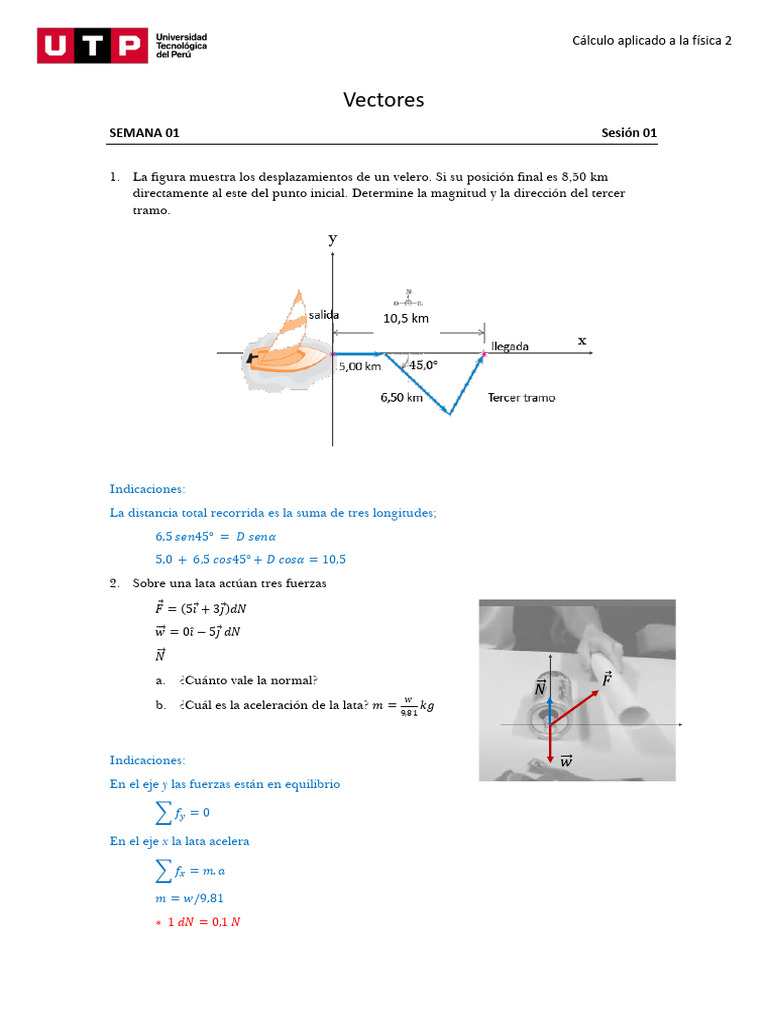 S01_S1_Vectores_Ejercicios | PDF | Fuerza | Vector Euclidiano