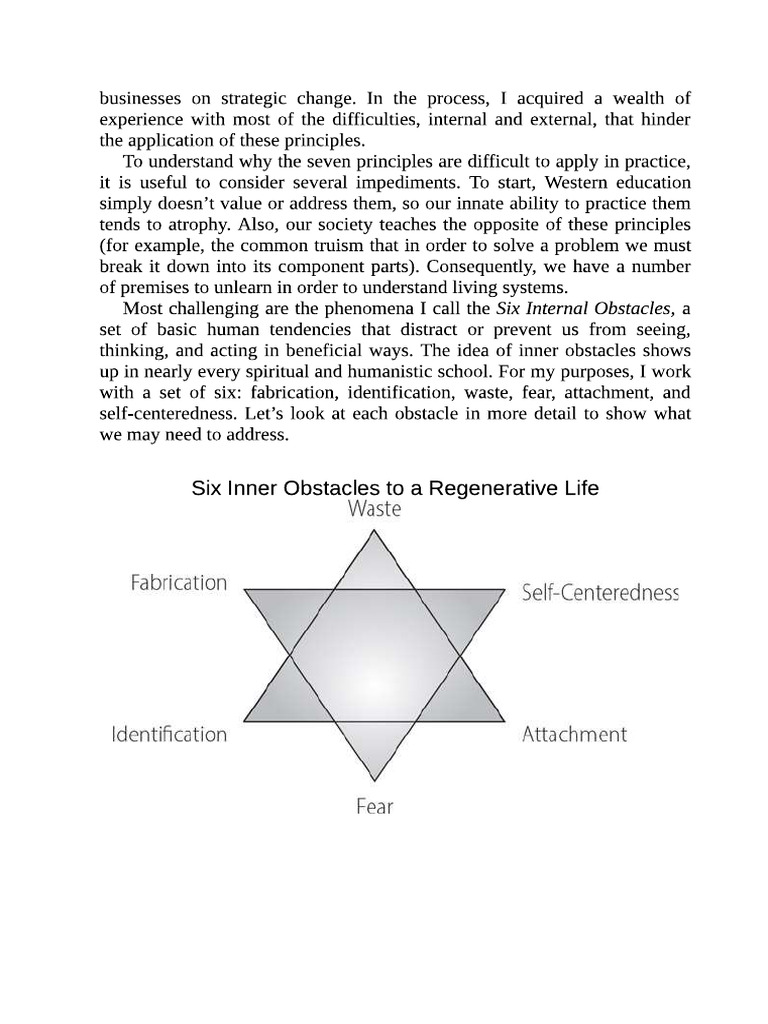 Six Inner Obstacles To A Regenerative Life | PDF