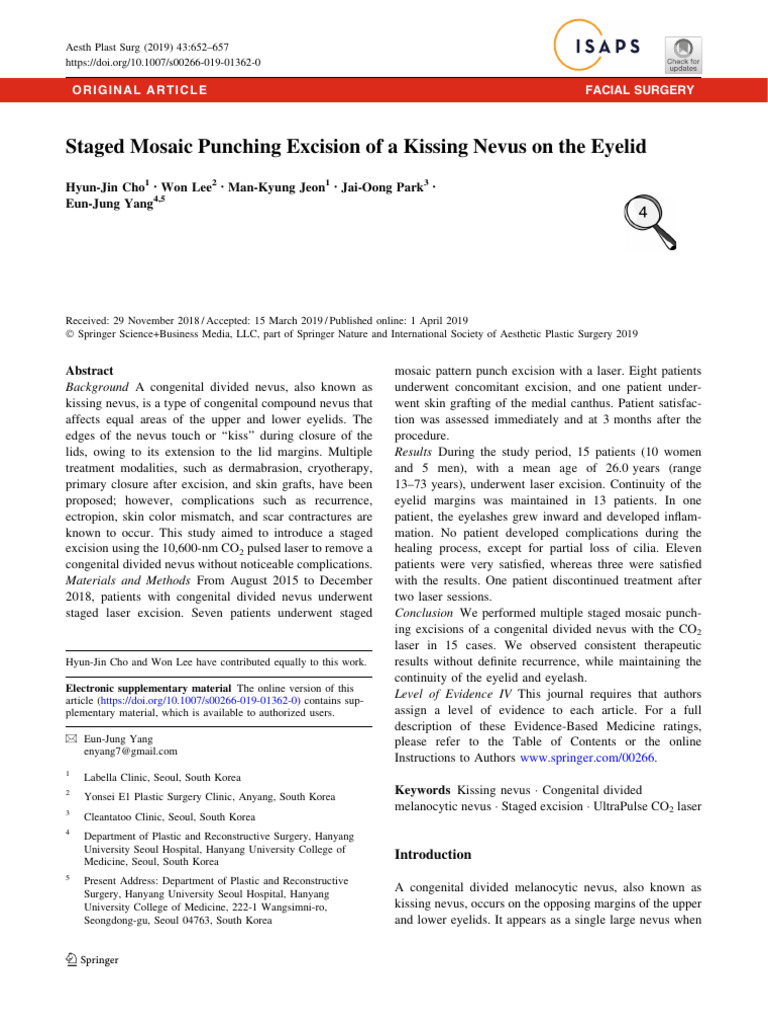 Staged Laser Excision for Kissing Nevus | PDF | Surgery | Scar