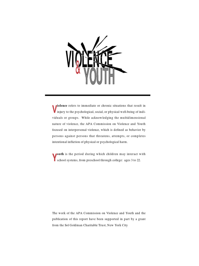 Violence Youth | PDF | Violence | Attention Deficit Hyperactivity Disorder