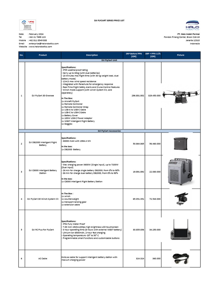 DJI FlyCart Series Price List 2024 | PDF