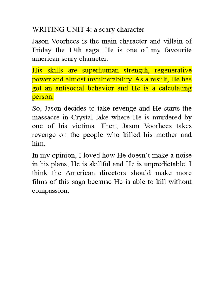 Writing Unit 4 | PDF