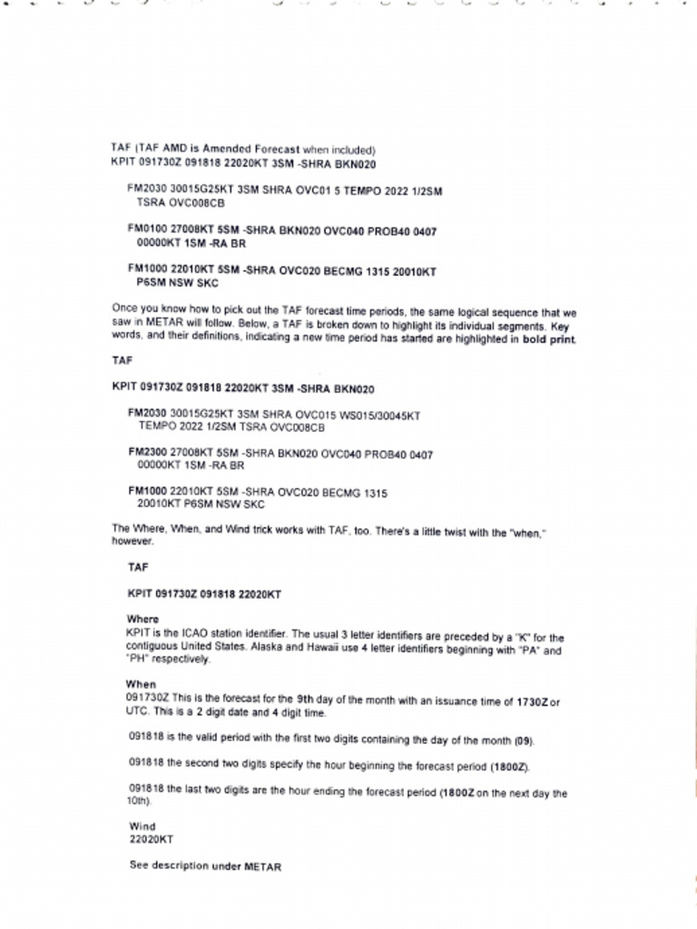METAR Decoding | PDF