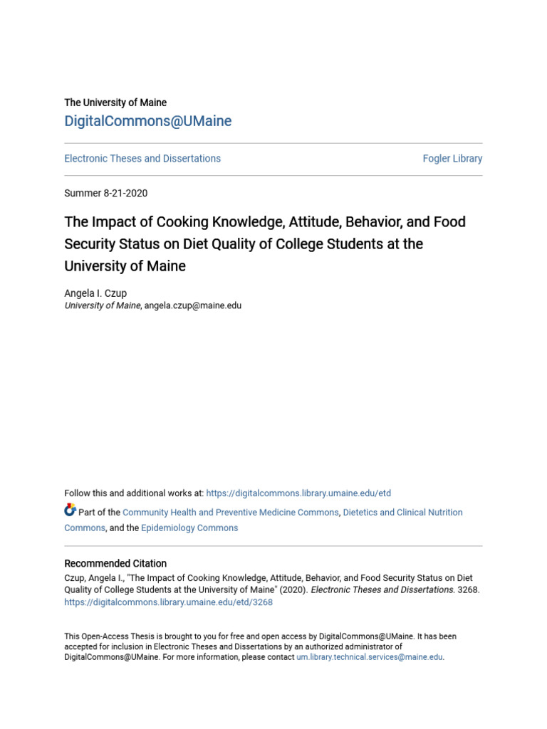 The Impact of Cooking Knowledge Attitude Behavior and Food Sec | PDF ...