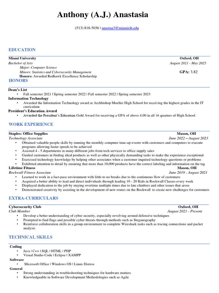 aj anastasia resume | PDF | Computer Security | Security