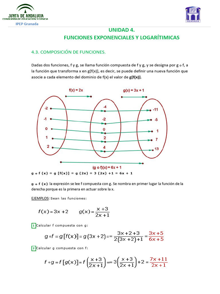 0.3 Funciones Exponenciales y Logarítmicas | PDF | Función (Matemáticas) | Objetos matemáticos