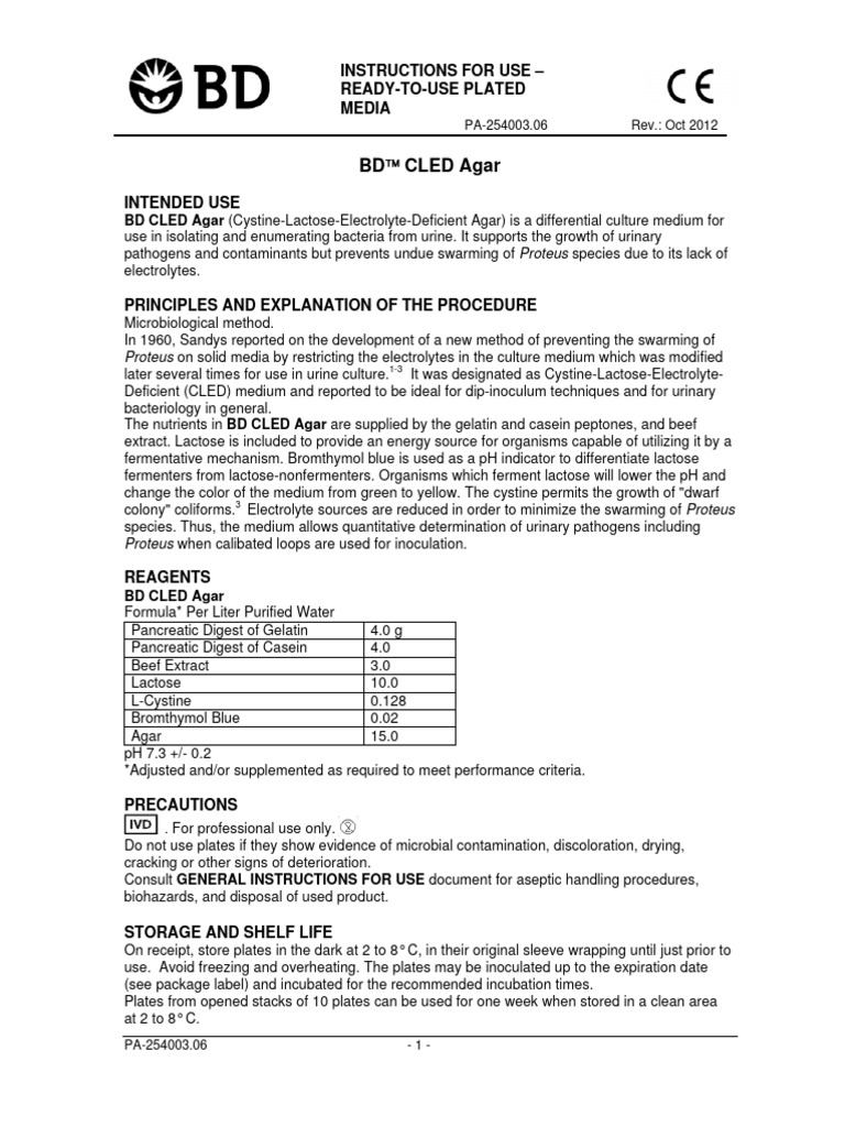 CLED Agar | PDF | Growth Medium | Microbiology