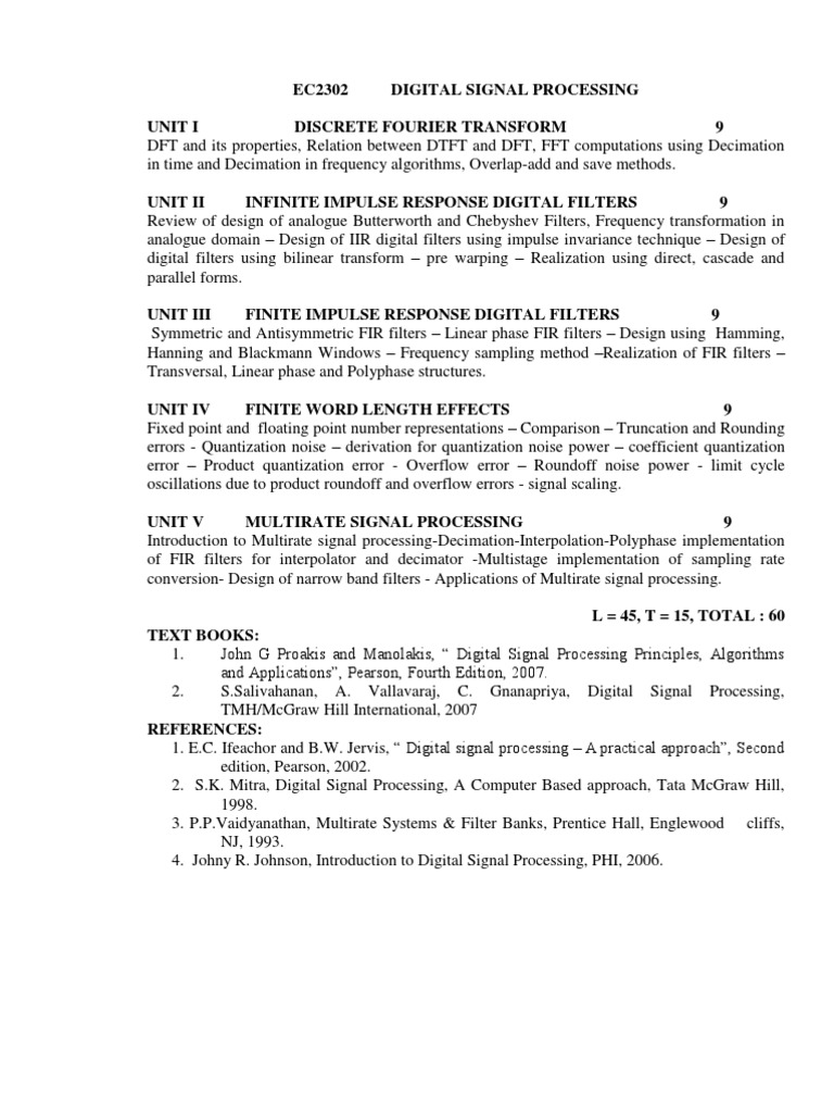 Ec 2302 - DSP | PDF | Discrete Fourier Transform | Digital Signal Processing