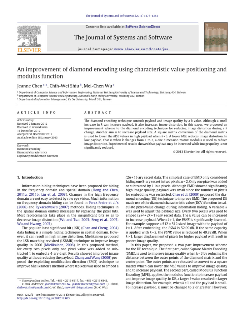 An Improvement of Diamond Encoding Using Characteristic Value Positioning And | Download Free ...