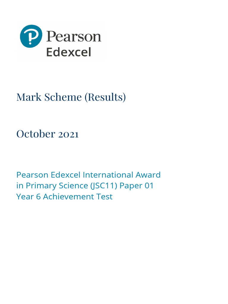 Pearson Edexcel Iprimary Achievement Test 2021 Mark Scheme | PDF | Flowers