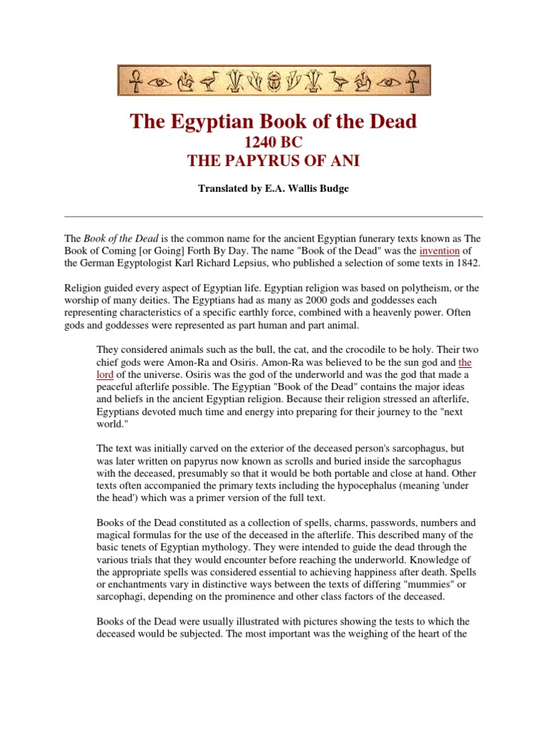 Egyptian Book of the Dead Overview | PDF | Ancient Egyptian Religion ...