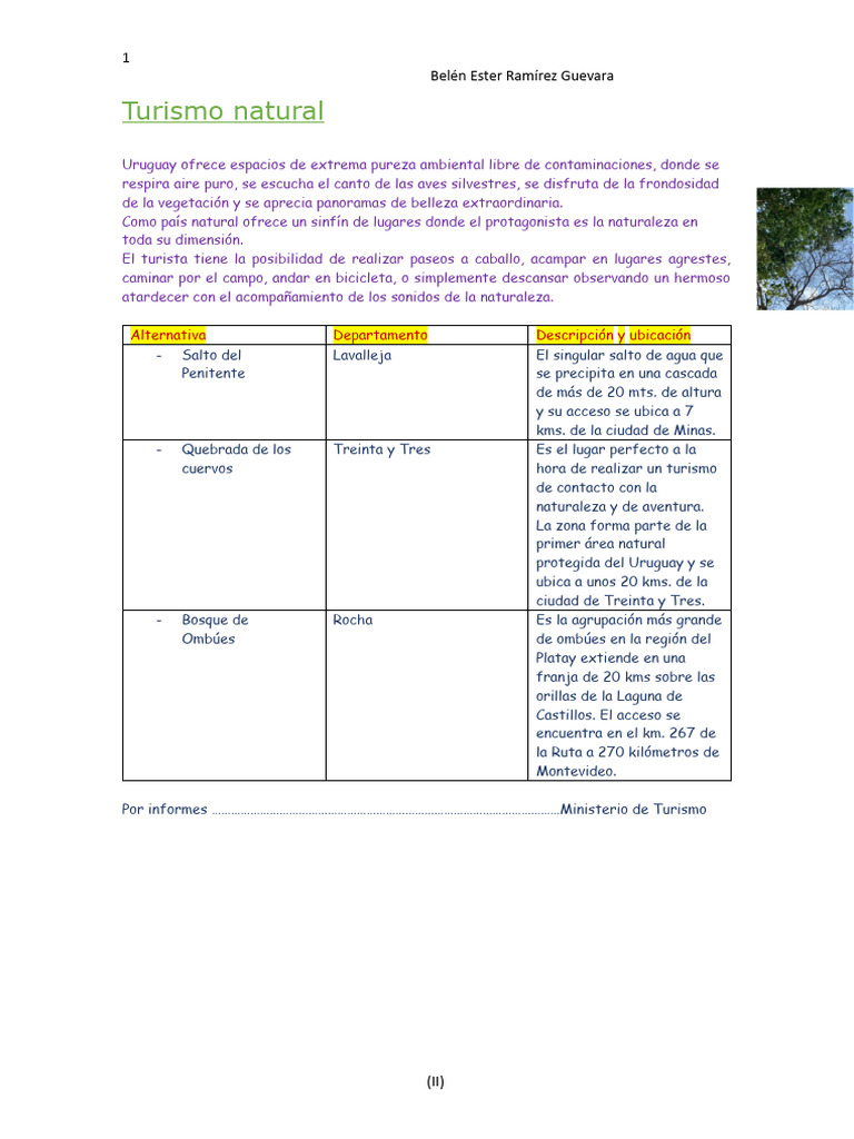 Turismo Natural | PDF | Ciencias de la Tierra