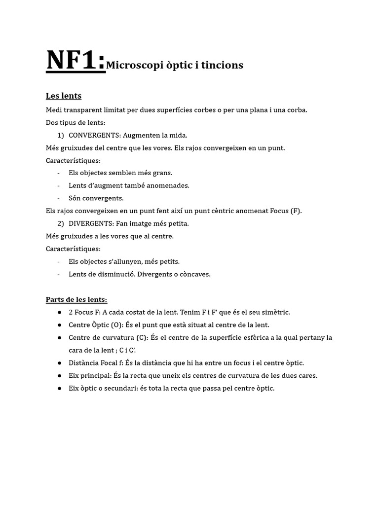 NF1 - Microscopi Òptic I Tincions | PDF