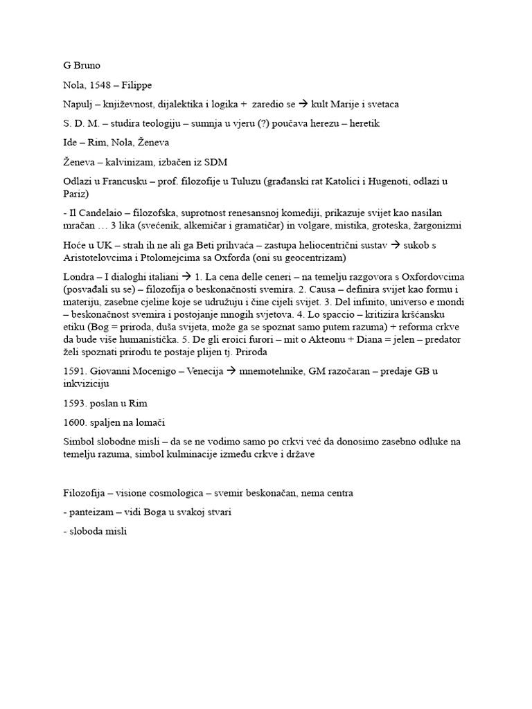 G Bruno Najbitnije Stvari | PDF