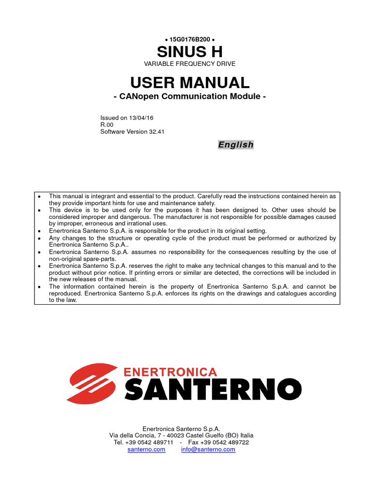 15G0176B200 SINUS H CANopen R00 EN | PDF | Computer Engineering | Computing