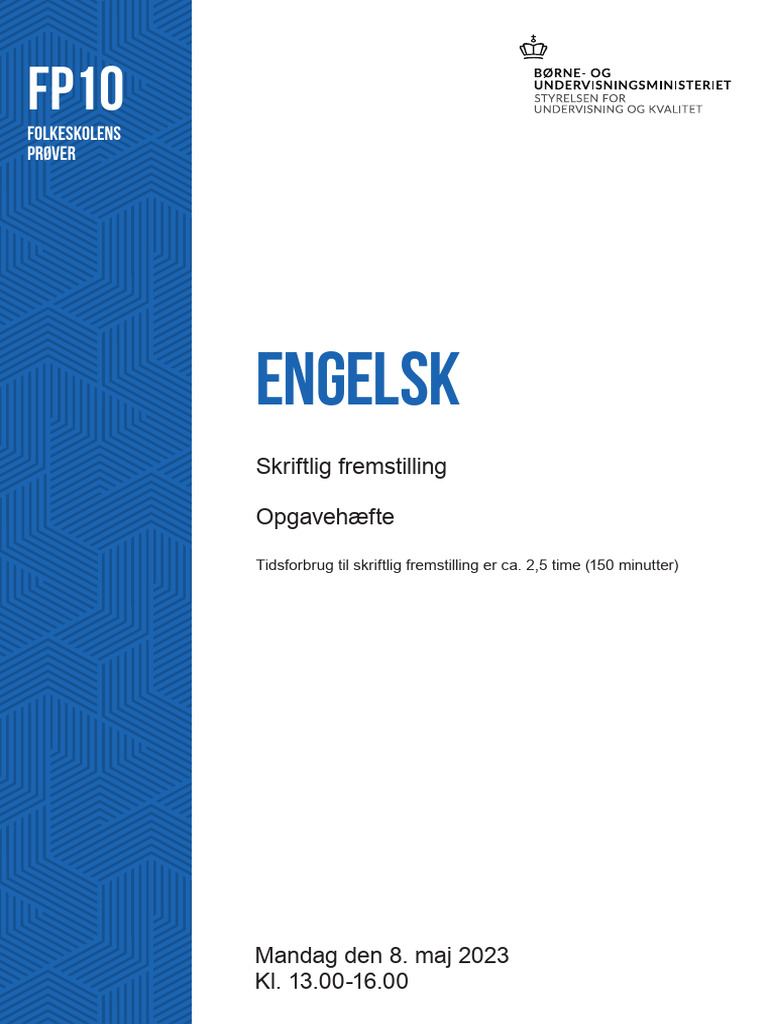 FP10 Engelsk Opgavehæfte 2 Maj 2023 | PDF