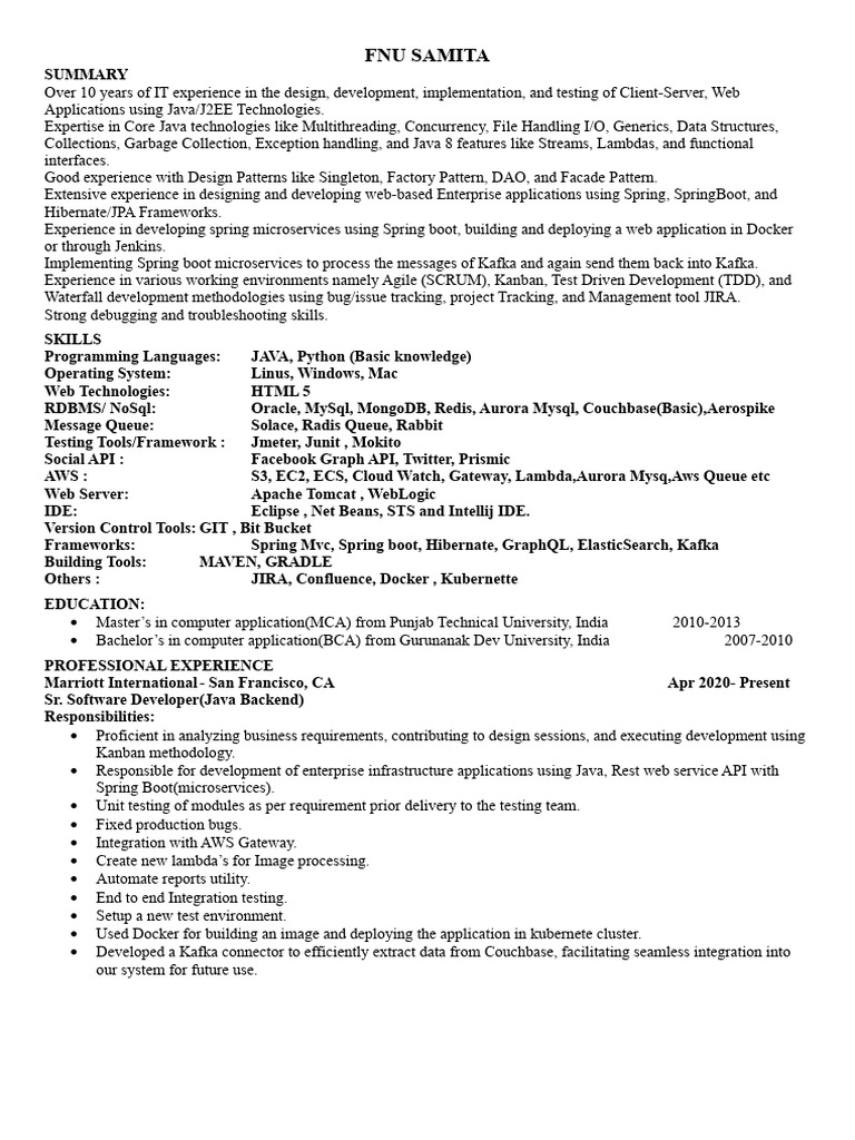 Fnu Samita | PDF | Databases | Java (Programming Language)