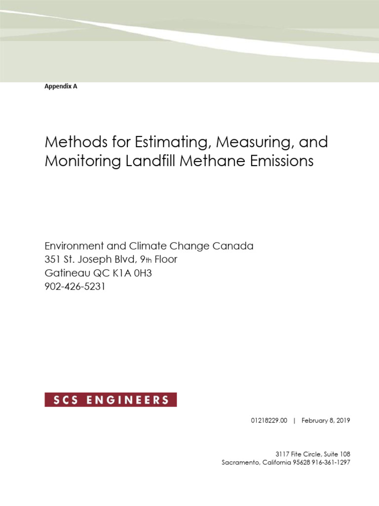 Methods For Estimating, Measuring, and Monitoring Landfill Methane Emissions | PDF | Waste | Methane