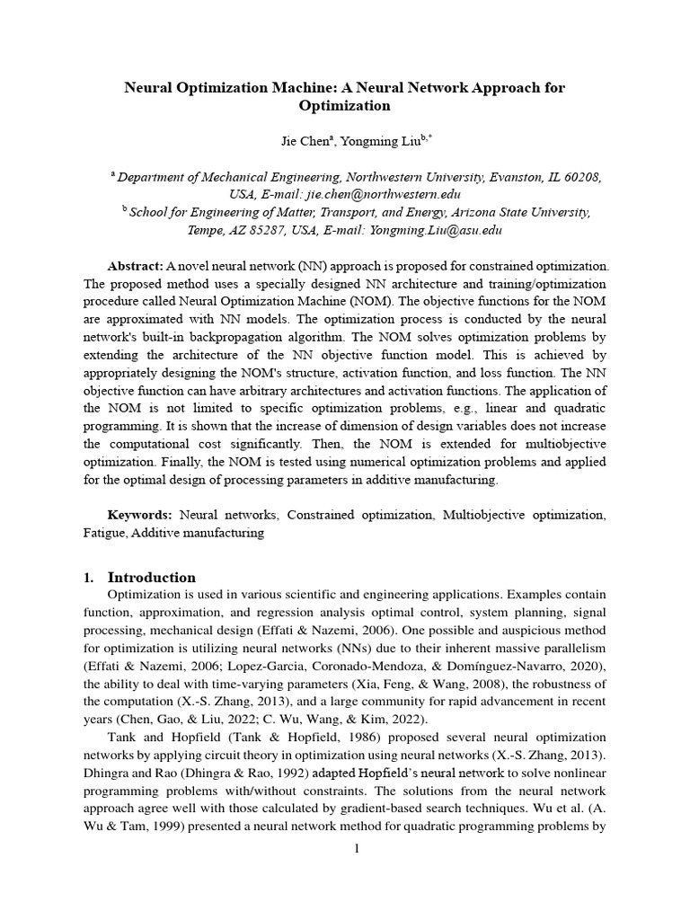 2022 - Neural Optimization Machine-A Neural Network Approach For Optimization | PDF ...